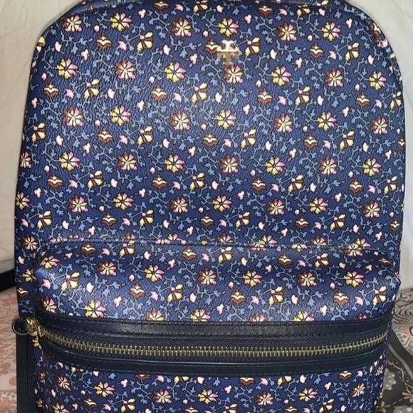 Tory Burch | Bags | Tory Burch Blue Floral Kerrington Backpack Like New ...